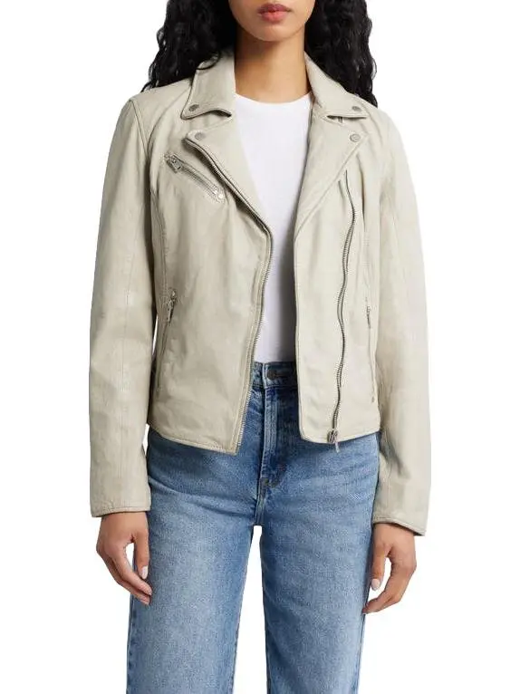 Mauritius Sofia Lambskin Moto Jacket - Off White