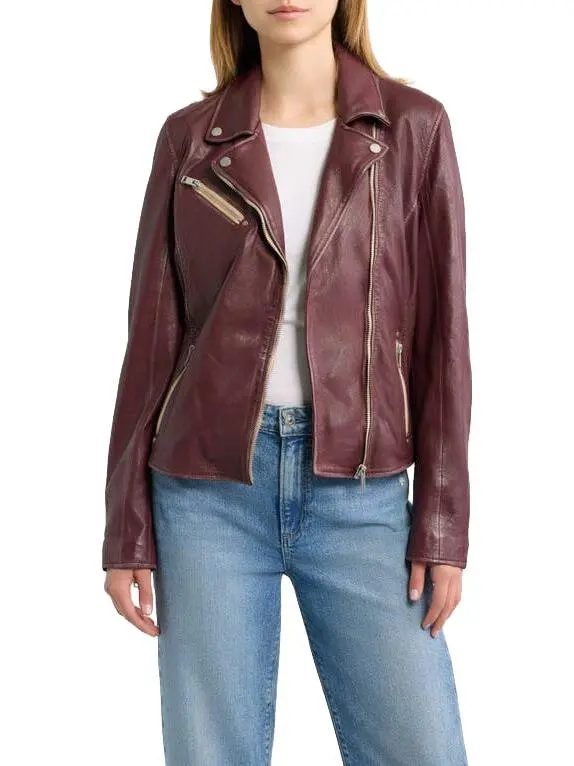 Mauritius Sofia Lambskin Moto Jacket - Wine
