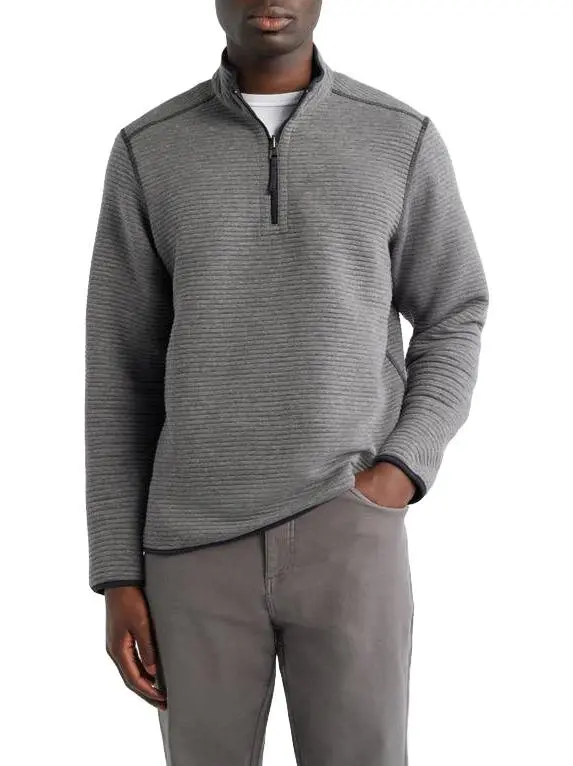 Johnston & Murphy Reversible Quilted Quarter-zip Pullover - Gray Heather/black