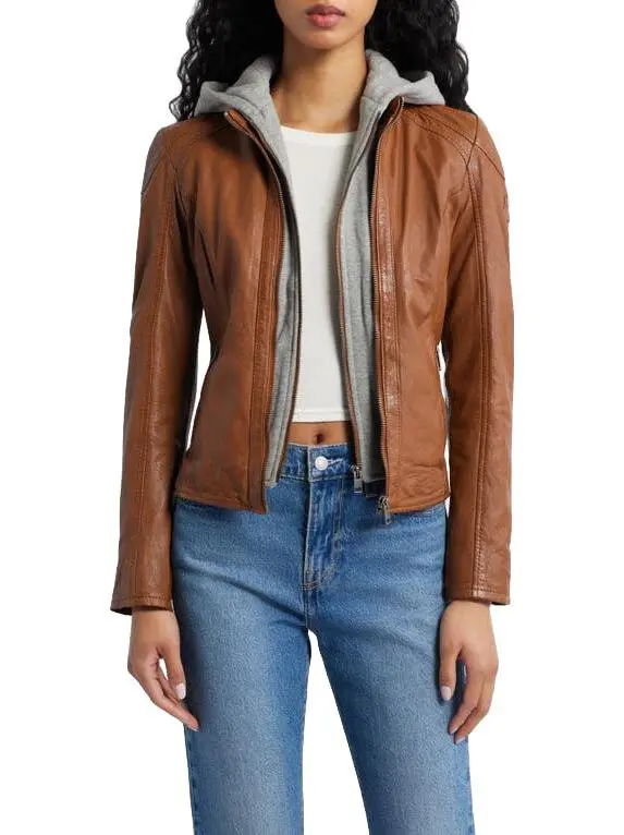 Mauritius Allice Leather Moto Jacket - Cognac