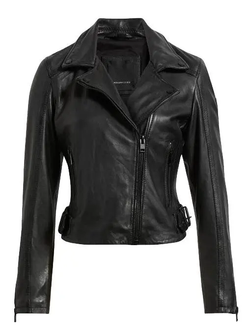 Mauritius Bita Leather Moto Jacket - Black
