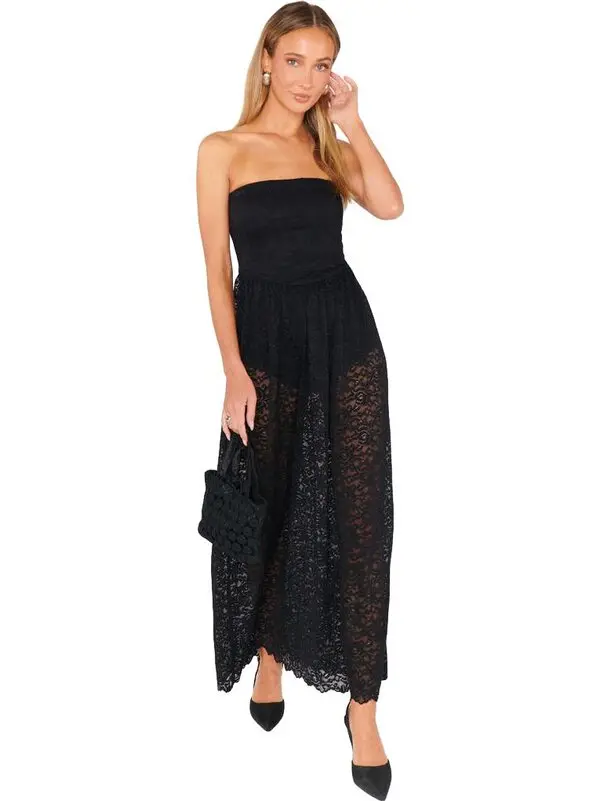 Show Me Your Mumu Diana Drop Waist Maxi Dress - Black Lovely Lace