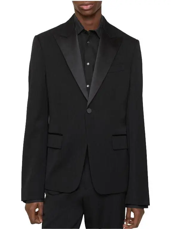Burberry Grain De Poudre Wool Tuxedo Jacket - Black