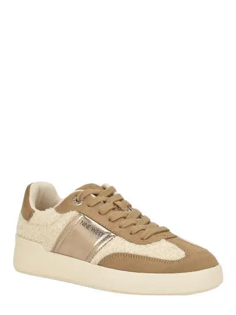 Nine West Linehan Faux Shearling Sneakers - Medium Natural