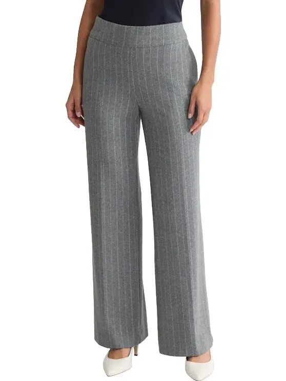 Jones New York Pull-on Wide Leg Trousers - Med Heather Grey/jones White