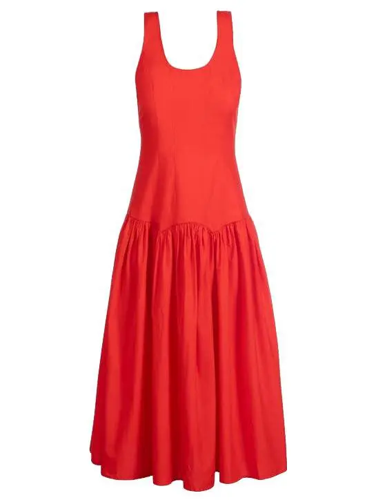 Merlette Garance Cotton Poplin Midi Dress - Cherry