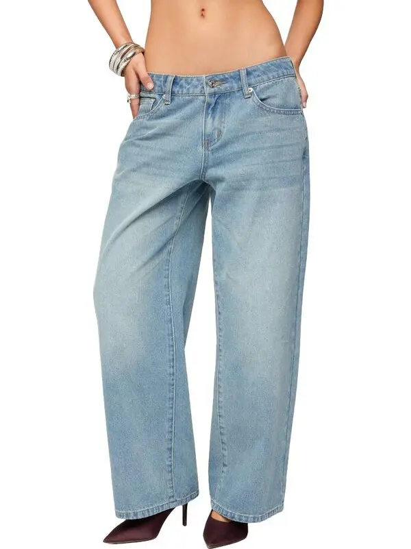 EDIKTED Raelynn Wide Leg Jeans - Tinted-denim
