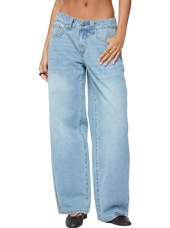 EDIKTED Rivka Straight Leg Jeans - Light-blue