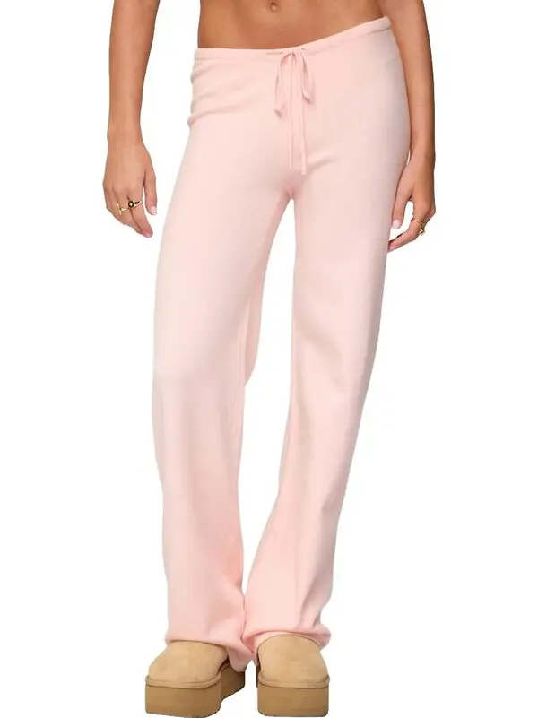 EDIKTED Knit Drawstring Pants - Light-pink