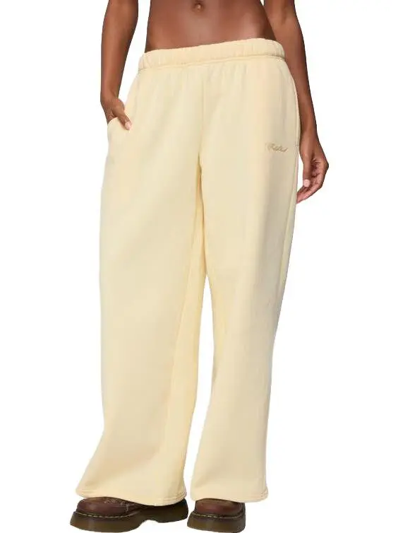 EDIKTED Wide Leg Sweatpants - Yellow