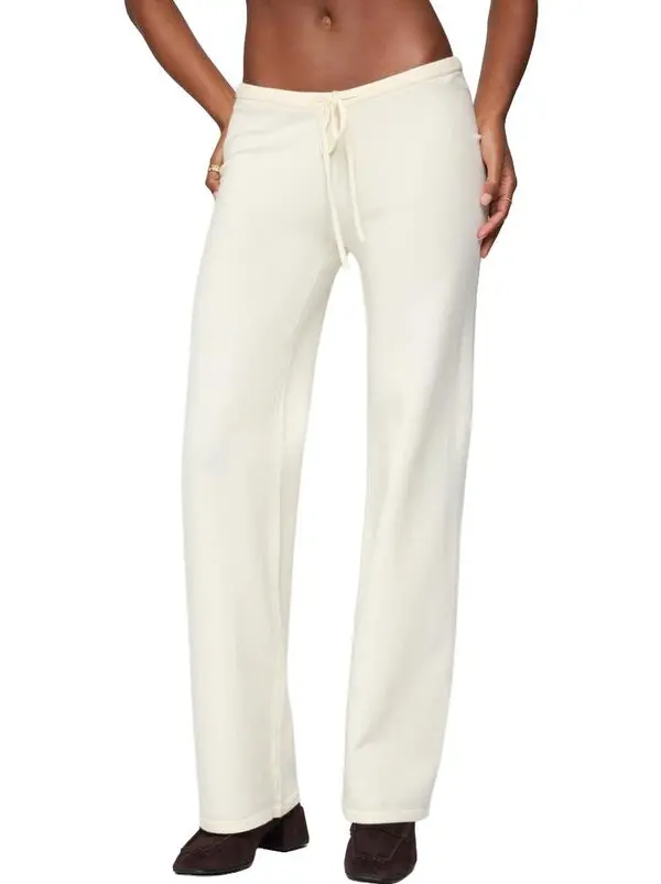 EDIKTED Montanna Knit Drawstring Pants - Cream
