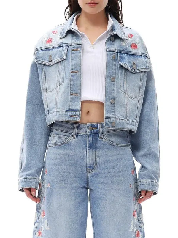 BAYEAS Cropped Denim Trucker Jacket - Light Blue