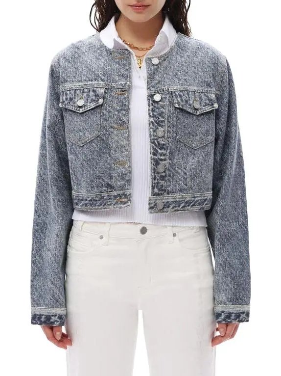 BAYEAS Printed Denim Trucker Jacket - Medium Blue