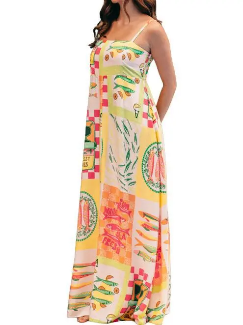 LABEL OF LOVE Sardinia Printed Maxi Dress - Yellow