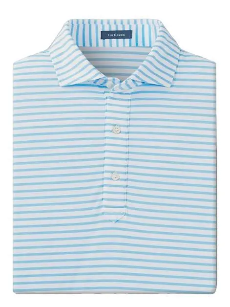 TURTLESON Gus Stripe Performance Polo - Luxe Blue