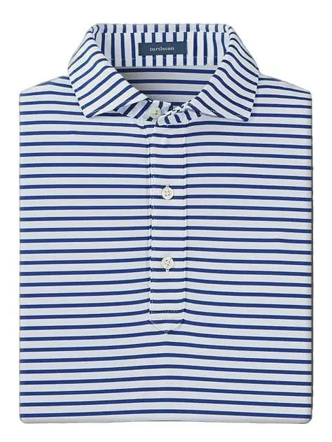 TURTLESON Gus Stripe Performance Polo - Navy