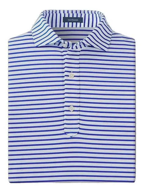 TURTLESON Gus Stripe Performance Polo - Royal
