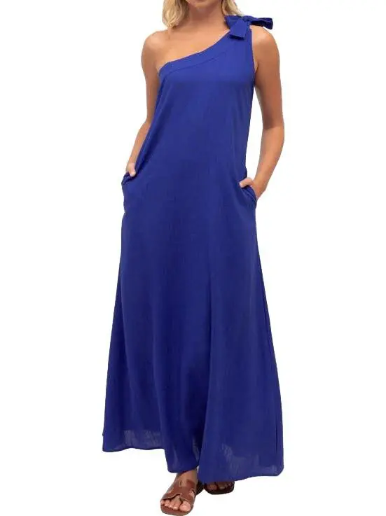 LABEL OF LOVE One Shoulder Maxi Dress - Blue