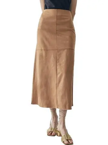 ATS Fern Suede Midi Skirt - Brown