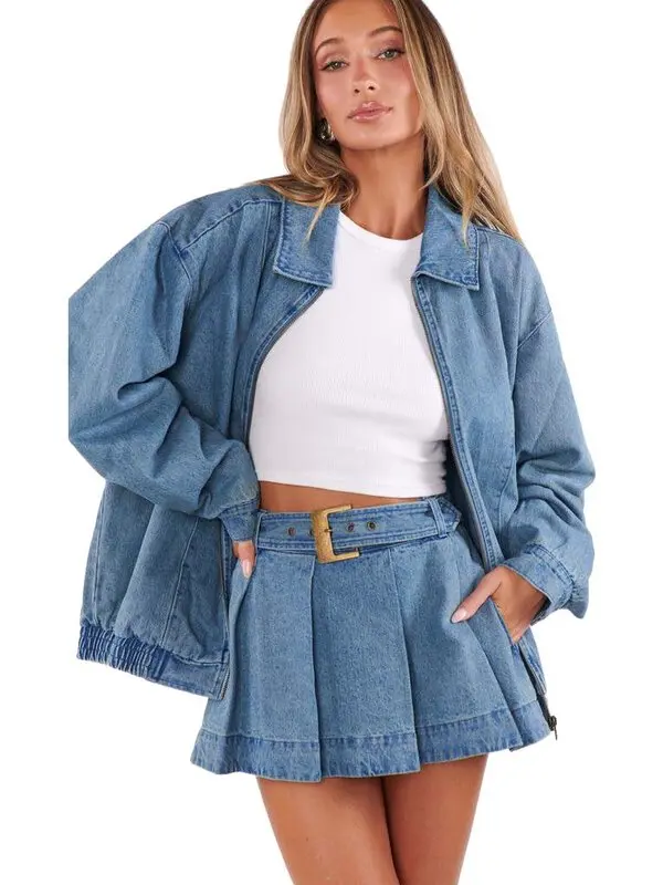 Show Me Your Mumu Carter Bomber Jacket - Ozone Indigo