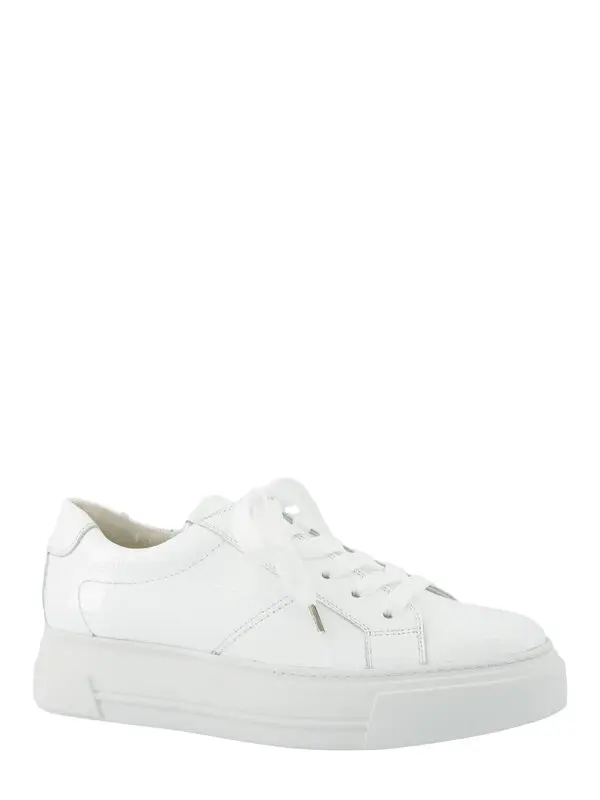 Paul Green Dumont Leather Sneaker - White Crinkled Patent