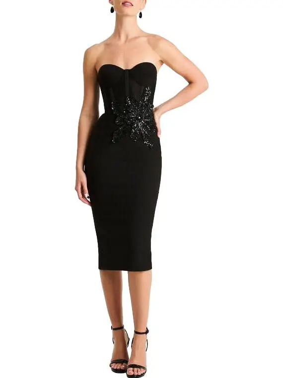 HELSI Hels Stella Sequin Strapless Cocktail Dress - Black