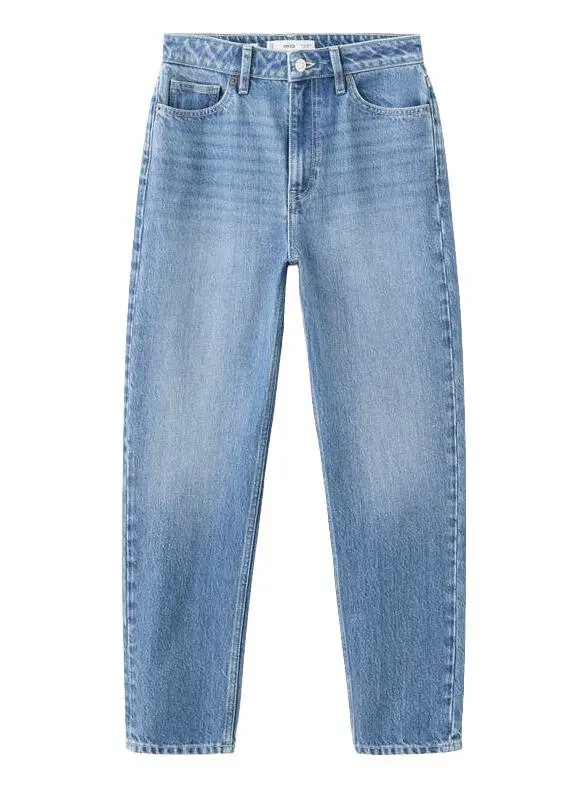 Mango Crop Mom Jeans - Medium Blue
