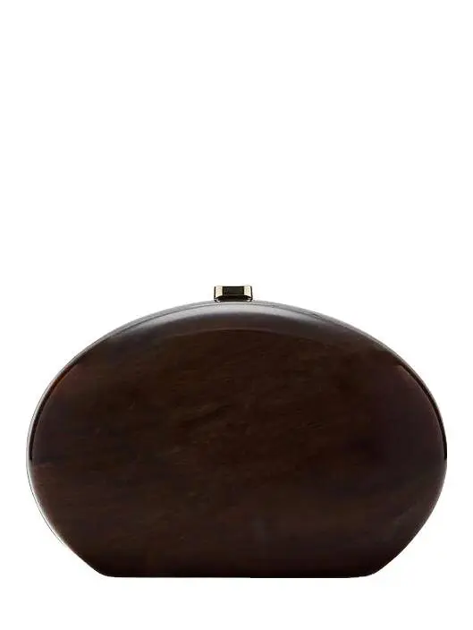Mango Oval Frame Clutch - Chocolate
