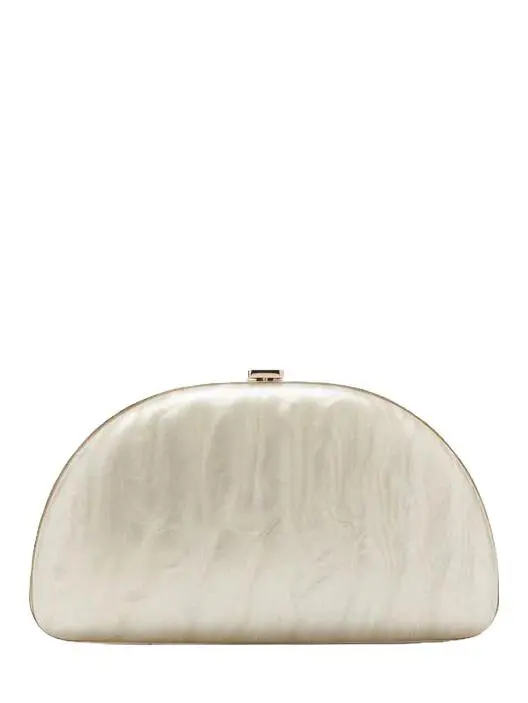 Mango Oval Frame Clutch - Ice Grey