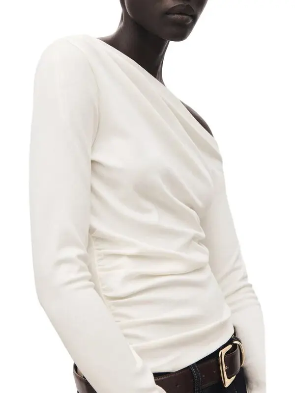 Mango Ruched Asymmetric Top - Off White