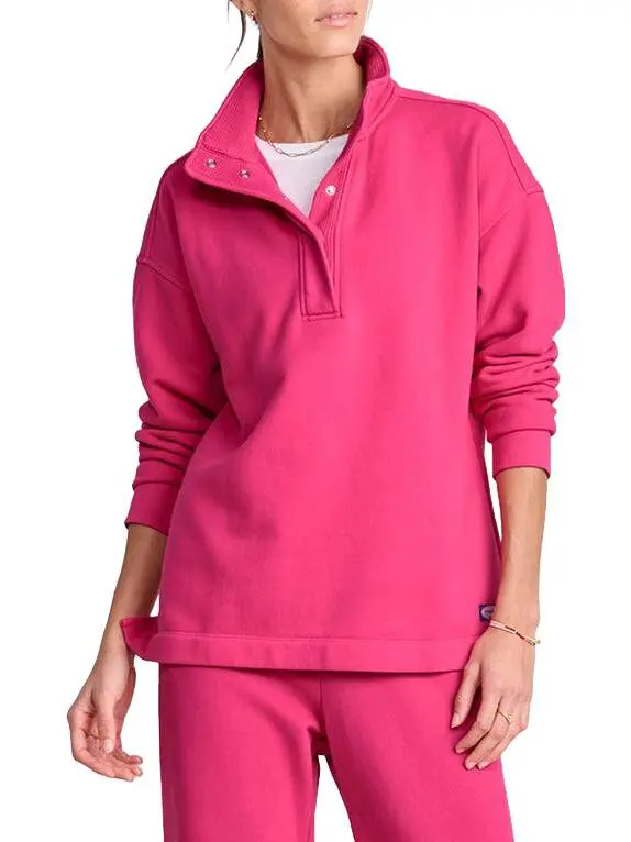Vineyard Vines Waffle Mix Half Snap Cotton Pullover - Charm Pink