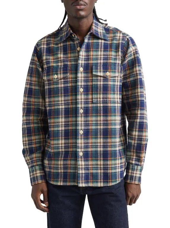 DRAKE'S Relaxed Check Button-up Shirt - Indigo