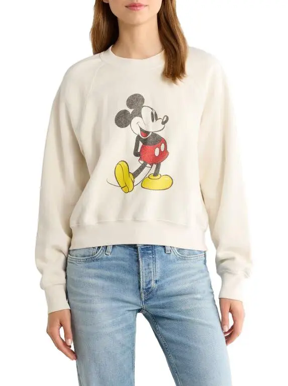 RE/DONE X Mickey Mouse Cotton Graphic Sweatshirt - Vintage White