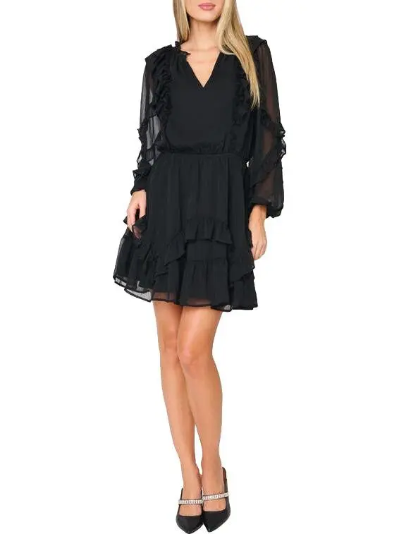 GIBSONLOOK Chloe Ruffle Long Sleeve Dress - Black