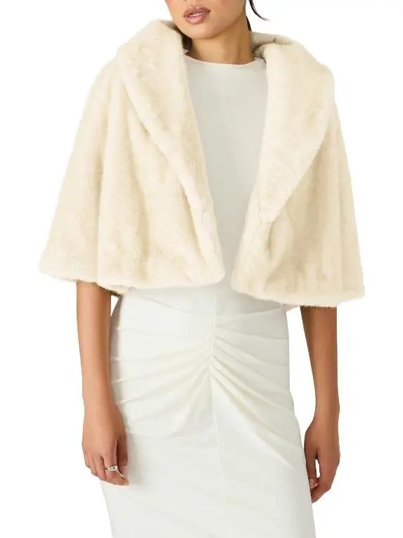 Steve Madden Hestia Cropped Faux Fur Jacket - Cream