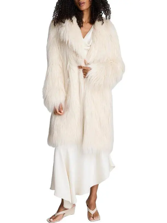 KENNETH COLE Faux Fur Coat - Oyster