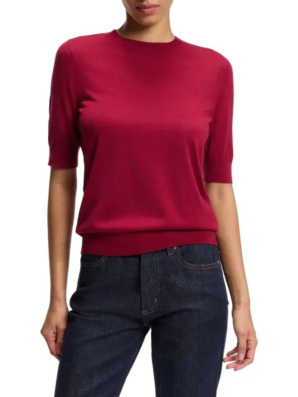 BOSS Farbella Virgin Wool Sweater - Deep Ruby
