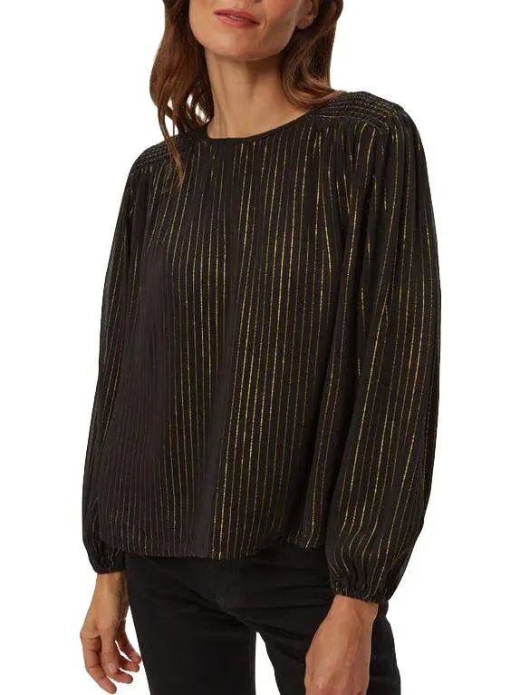 Michael Stars Dolly Metallic Stripe Top - Black Combo