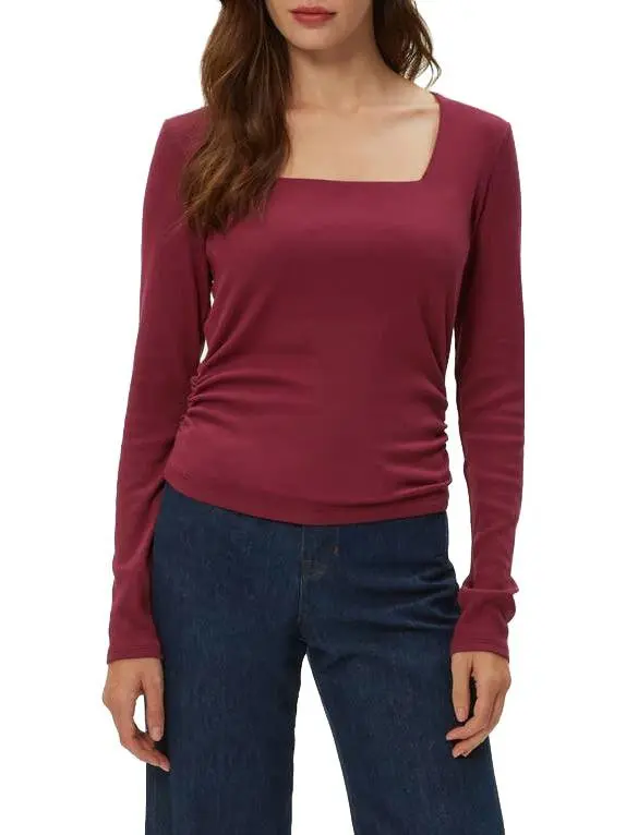 Michael Stars Long Sleeve Square Neck T-shirt - Garnet