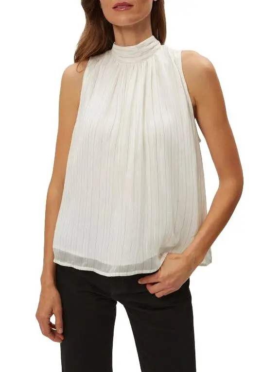 Michael Stars Metallic Stripe Tie Back Sleeveless Top - Ivory Combo