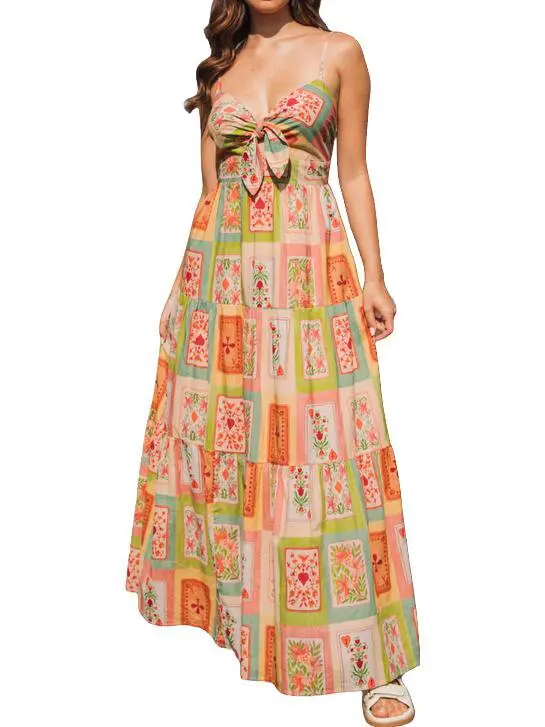 LABEL OF LOVE Dream Front Tie Maxi Dress - Pink