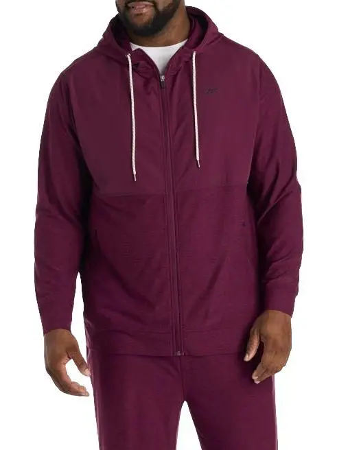 REEBOK 365 Mixed Media Performance Hoodie - Black Cherry Heath