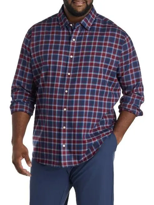 Vineyard Vines Big & Tall Plaid Tech Twill Sport Shirt - Crimson