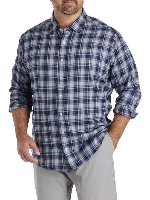 Vineyard Vines Big & Tall Plaid Tech Twill Sport Shirt - Ultimate Grey