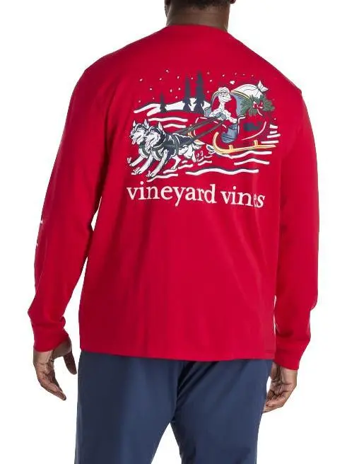 Vineyard Vines Big & Tall Santa Paws Long-sleeve Graphic T-shirt - Red Velvet