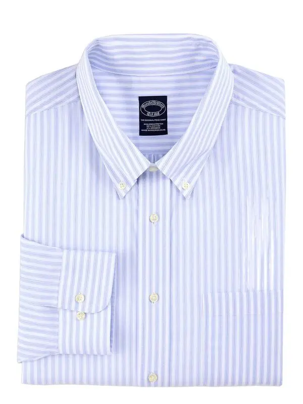 Brooks Brothers Big & Tall Non-iron Grounded Striped Dress Shirt - Blue