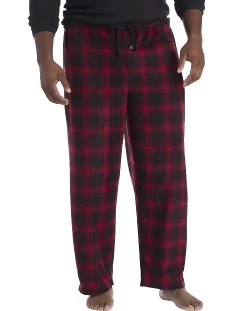 HARBOR BAY BY DXL Big & Tall Buffalo Check Fleece Lounge Pants - Red