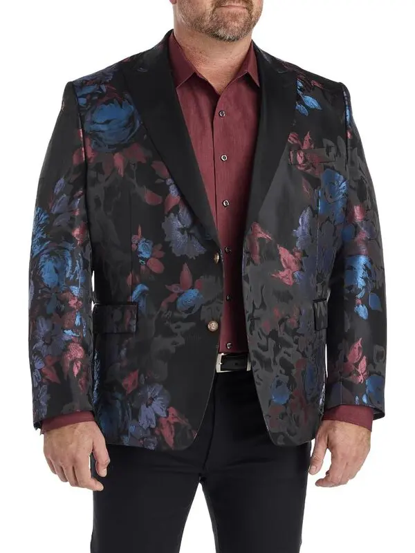 TALLIA Floral Print Sport Coat - Black