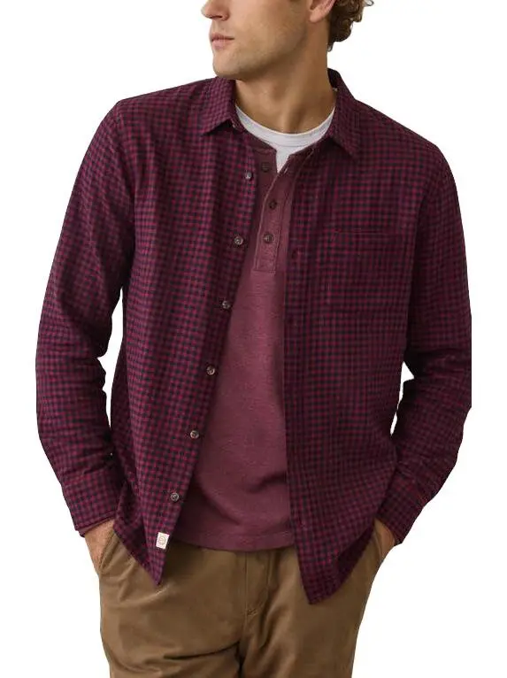 Marine Layer Tahoe Plaid Flannel Button-up Shirt - Navy/red Gingham