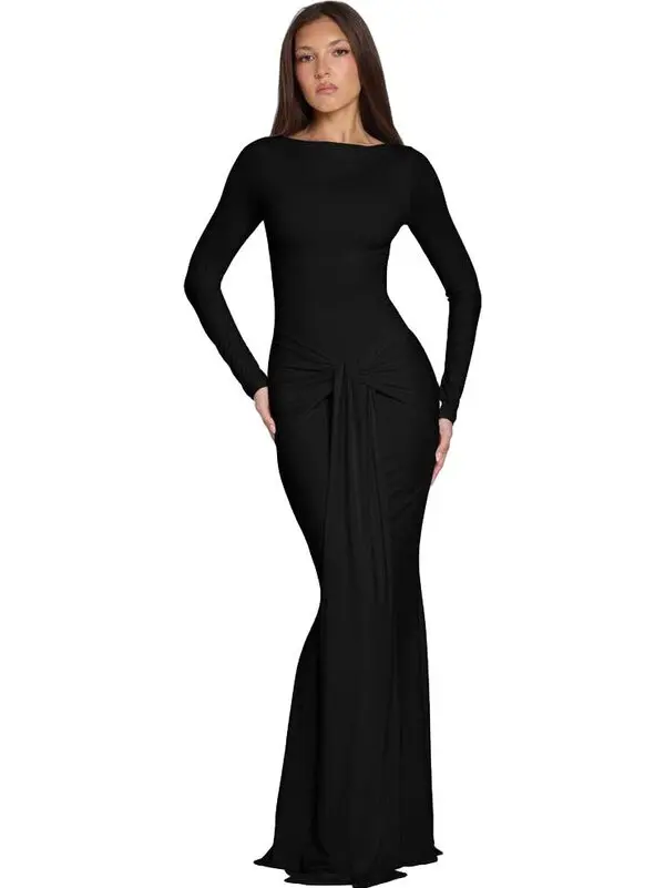 LEAU Knot Detail Maxi Dress - Black